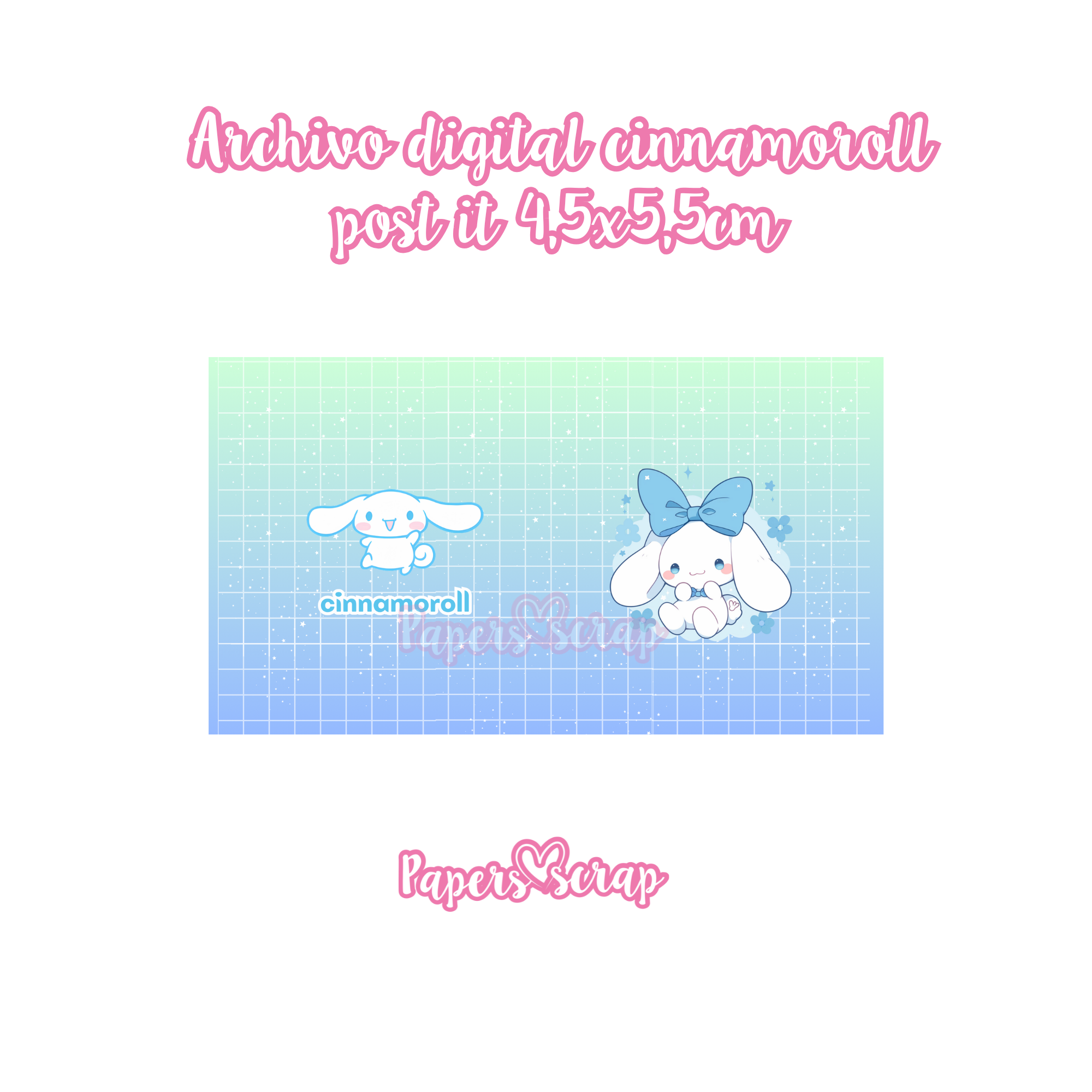 Archivo digital porta post it 4,5x5,5cm cinnamoroll – Papers Scrap